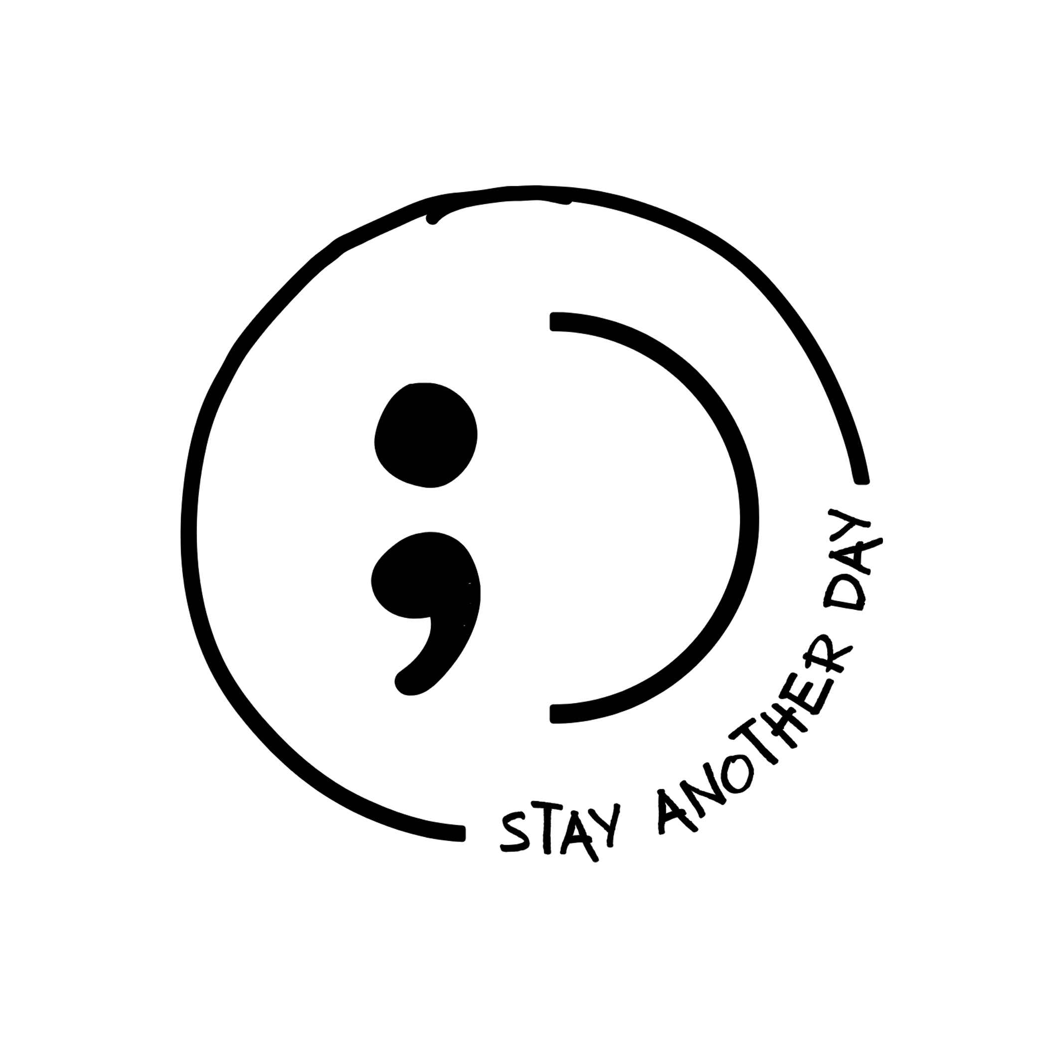 Stay Another Day Smiley with text Embroidered