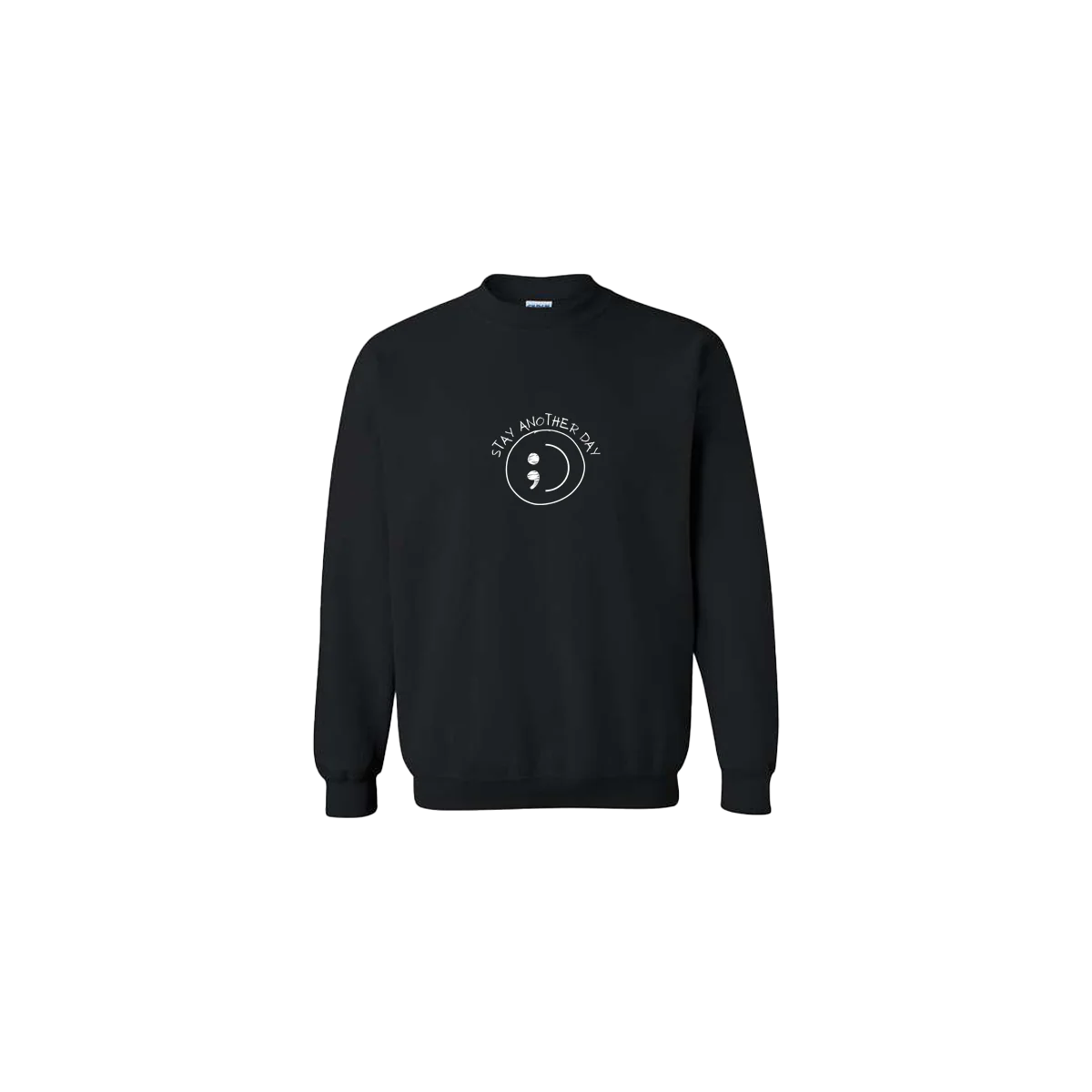 Stay Another Day Smiley Face Embroidered Crewneck
