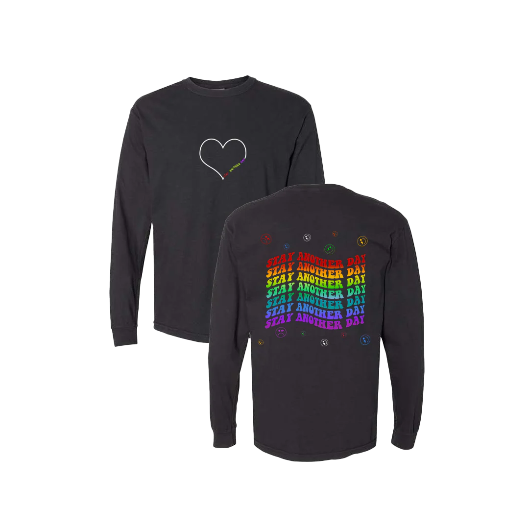 Stay Another Day Layered Rainbow Screen Printed Long Sleeve