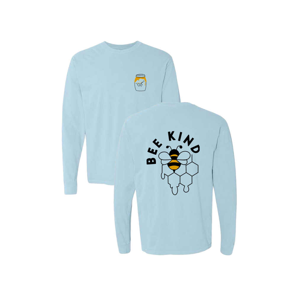 Bee Kind Honey Pot Screen Printed Blue Long Sleeve - Mental Health Awa ...
